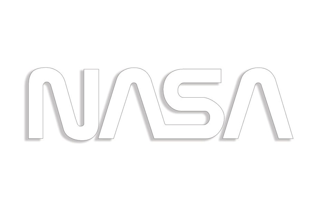 2x7 Inch WHITE NASA Worm Lettering Sticker (vinyl Decal Rocket No ...