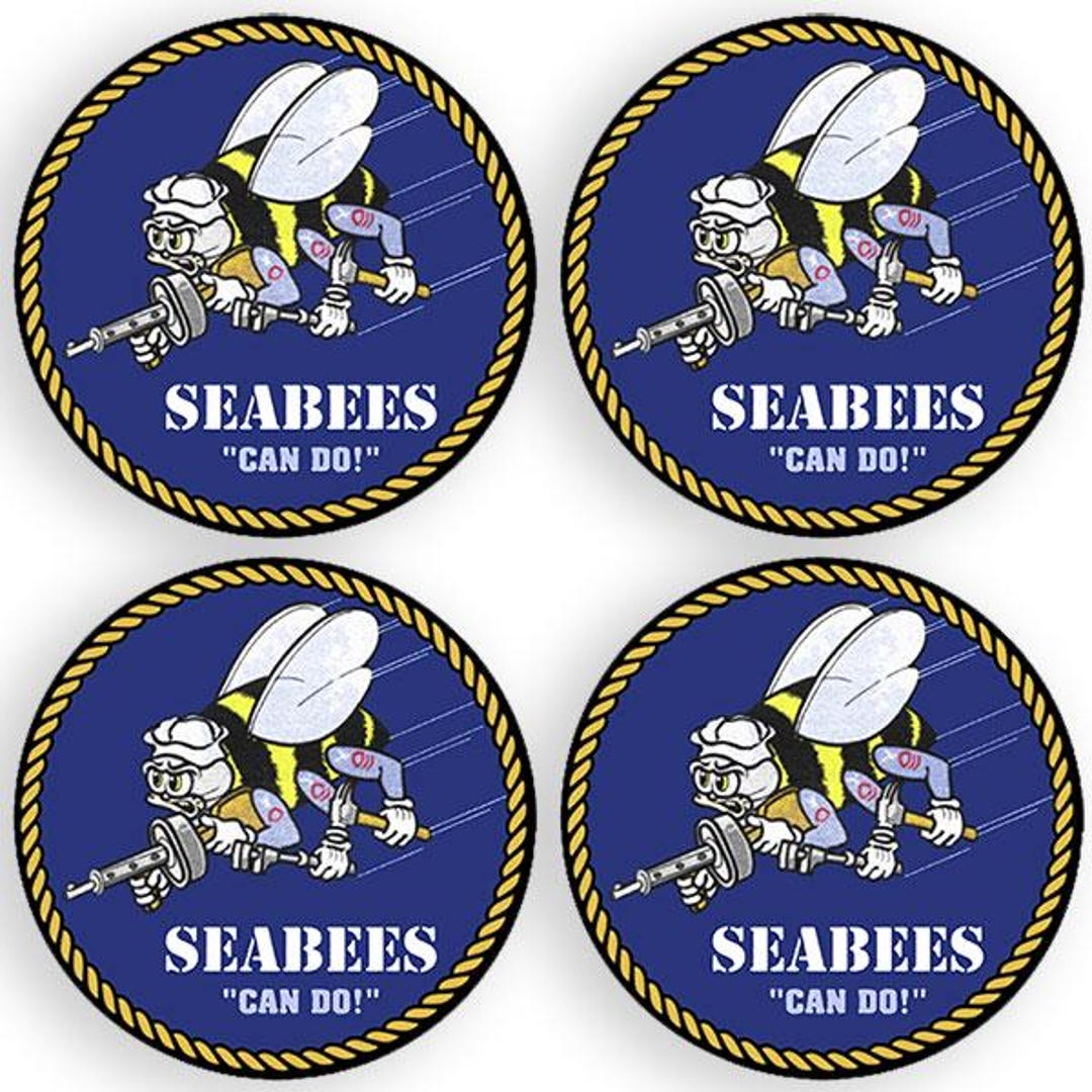 4 Pack Round Seabees Seal Cell Phone Sticker (auto Car Truck Rv Truck ...