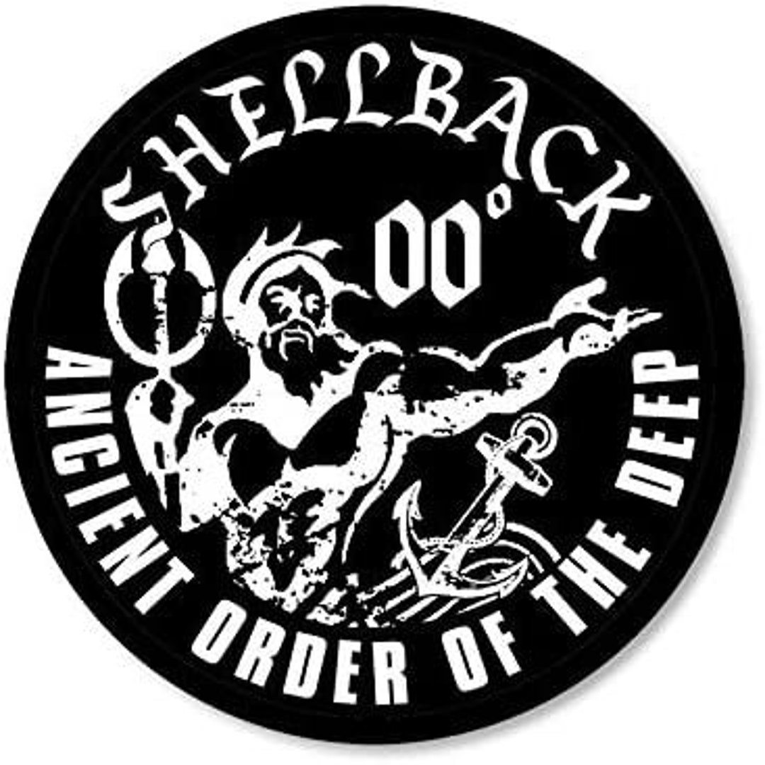 3x3 Inch Round Black Shellback Ancient Order Sticker Logo navy Naval ...