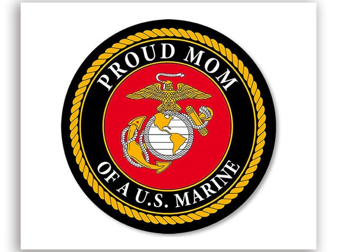 8 Inch LARGE Round Proud MOM of a US Marine Sticker vinyl Leatherneck ...