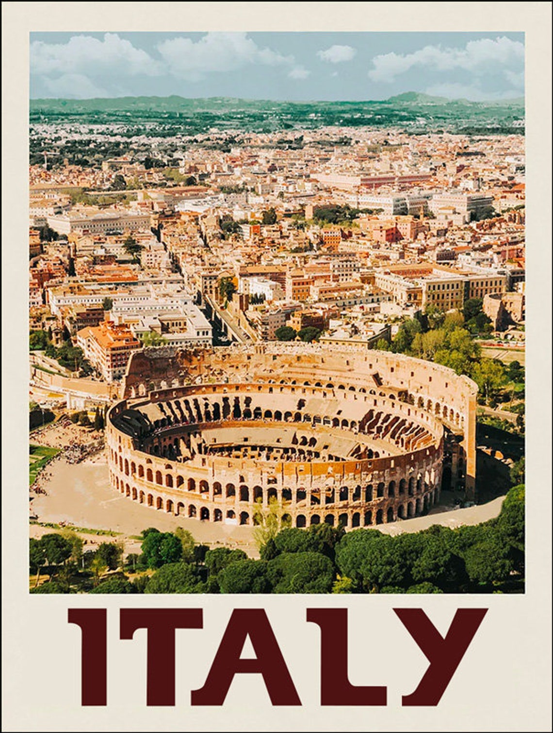 5x3 Inch ITALY VINTAGE Art-poster Sticker (vinyl Decal Rome Roma Auto ...