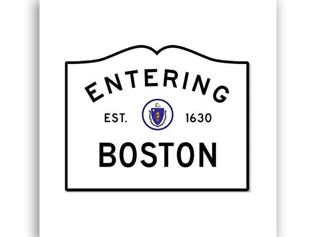 Entering Boston Sign Shaped Sticker (highway Rv Road 1630k Vinyl Decal ...