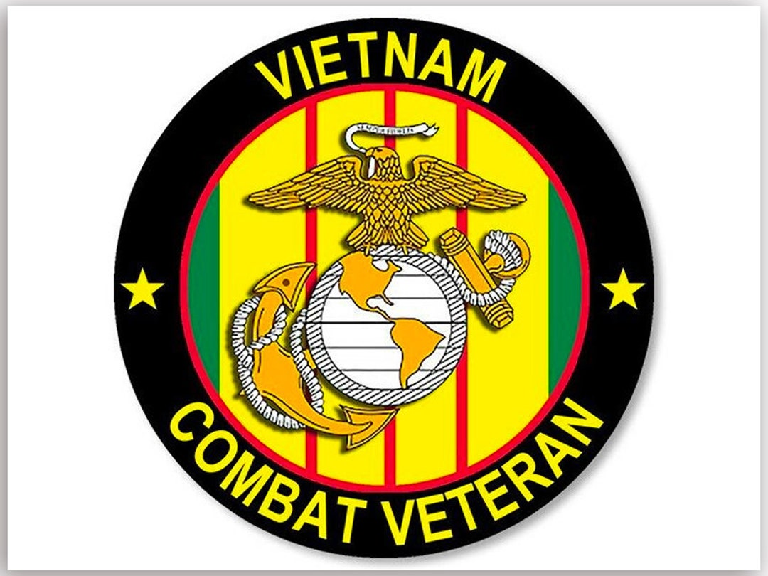 Round Marines Vietnam Combat Veteran Sticker (decal Vinyl Nama Auto Rv ...