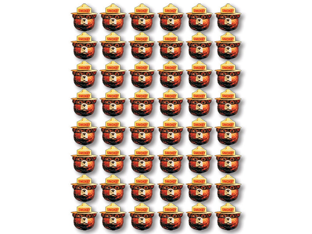 Sheet of 48: Smokey Bear Face Stickers (scrapbooking Country Small Set ...