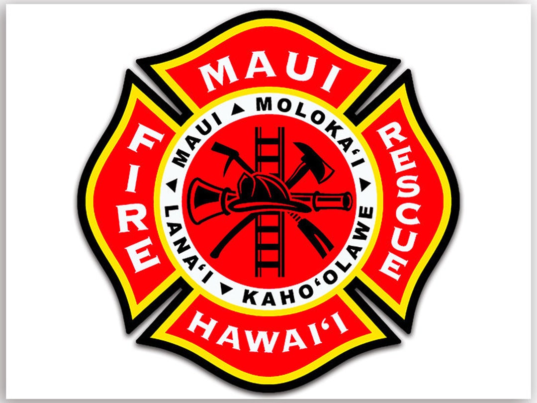 8 Inch LARGE Maltese Shaped Maui Fire Rescue Sticker decal Vinyl ...