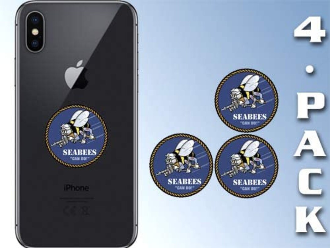 1.5 Inch 4 Pack: Small Round Seabees Logo Sticker naval Engineer US ...