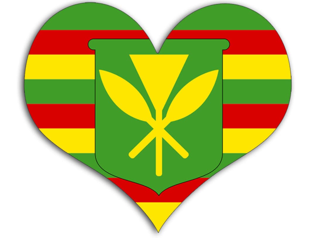 3x3 Inch Kanaka Maoli Hawaii Flag Heart Shaped Sticker hawaiian Auto Hi ...