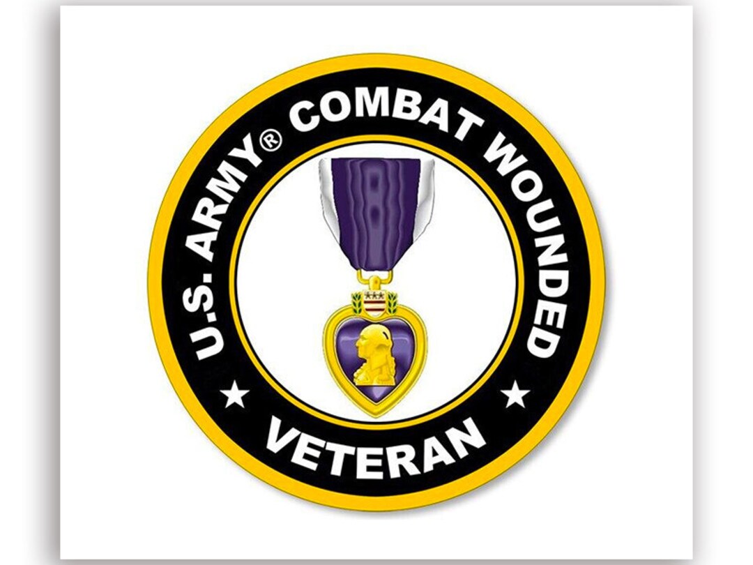 3 Inch Round US Army Combat Wounded Veteran Sticker vet Decal Decal ...