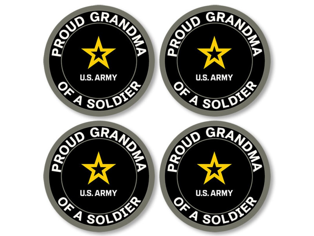 Pack of 4 Round Proud Grandma of A Soldier Stickers (armed Forces Logo ...
