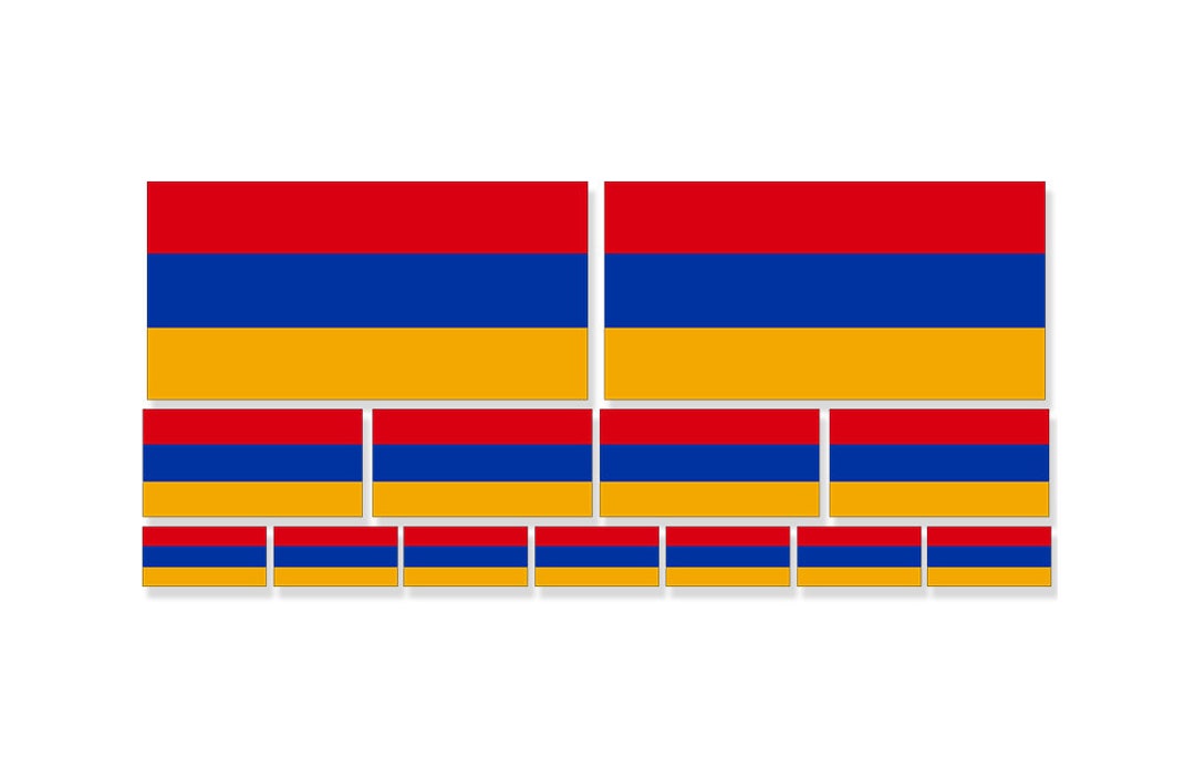 Sheet of Multiple Size ARMENIAN Flag Stickers 2 - 2"x4", 4- 1"x2", 7 ...