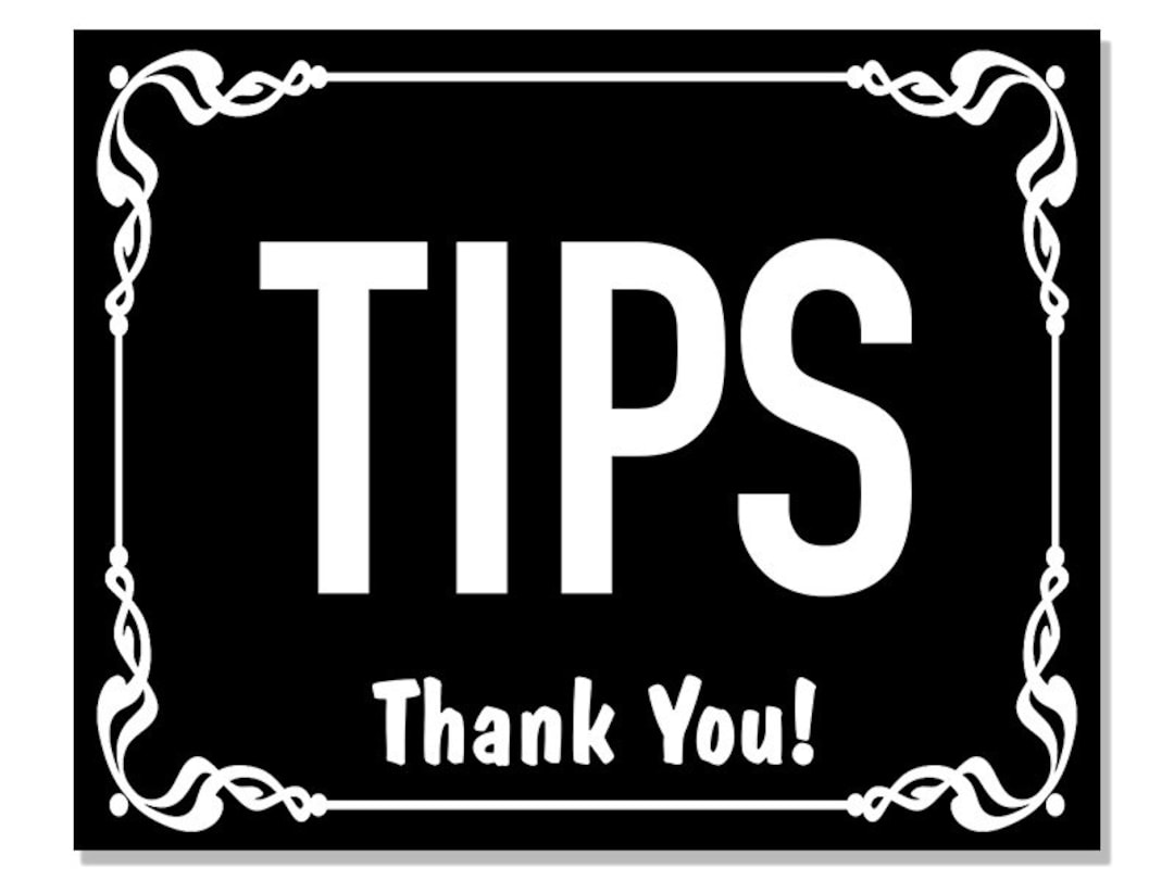 3x4 Inch WHITE TIPS Thank You! Bumper Sticker (jar Tipper Server Bar ...