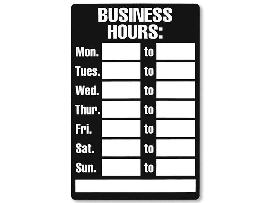 7x10 Inch Black Business Hours Sticker (vinyl Decal Window Storefront ...