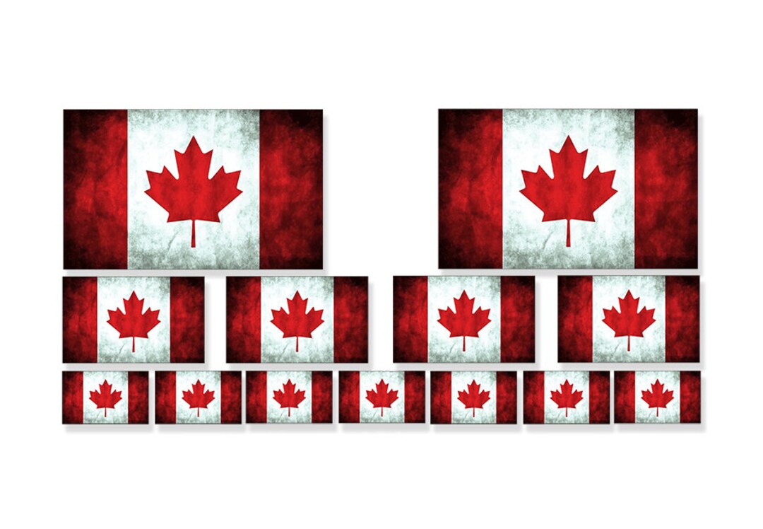 Sheet of Multiple Sizes: Vintage Canadian Flag Stickers (vinyl Decal ...