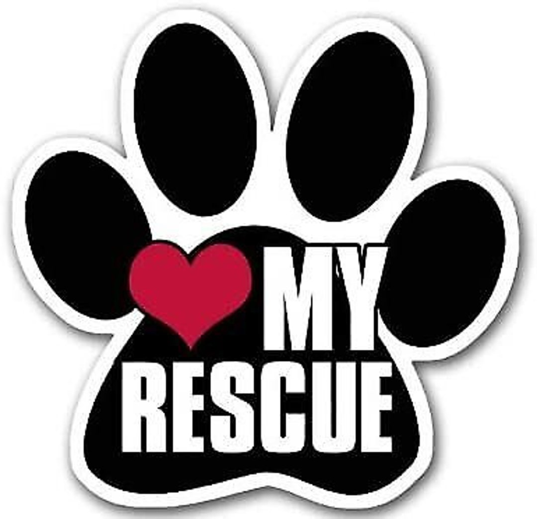 3 Inch Black PAW Shaped Heart My Rescue Sticker (vinyl Decal Auto Rv ...