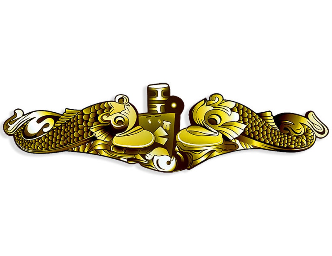 1x3 Inch GOLD U.S. NAVY Dolphin Submarine Officer 3-D Look Sticker ...