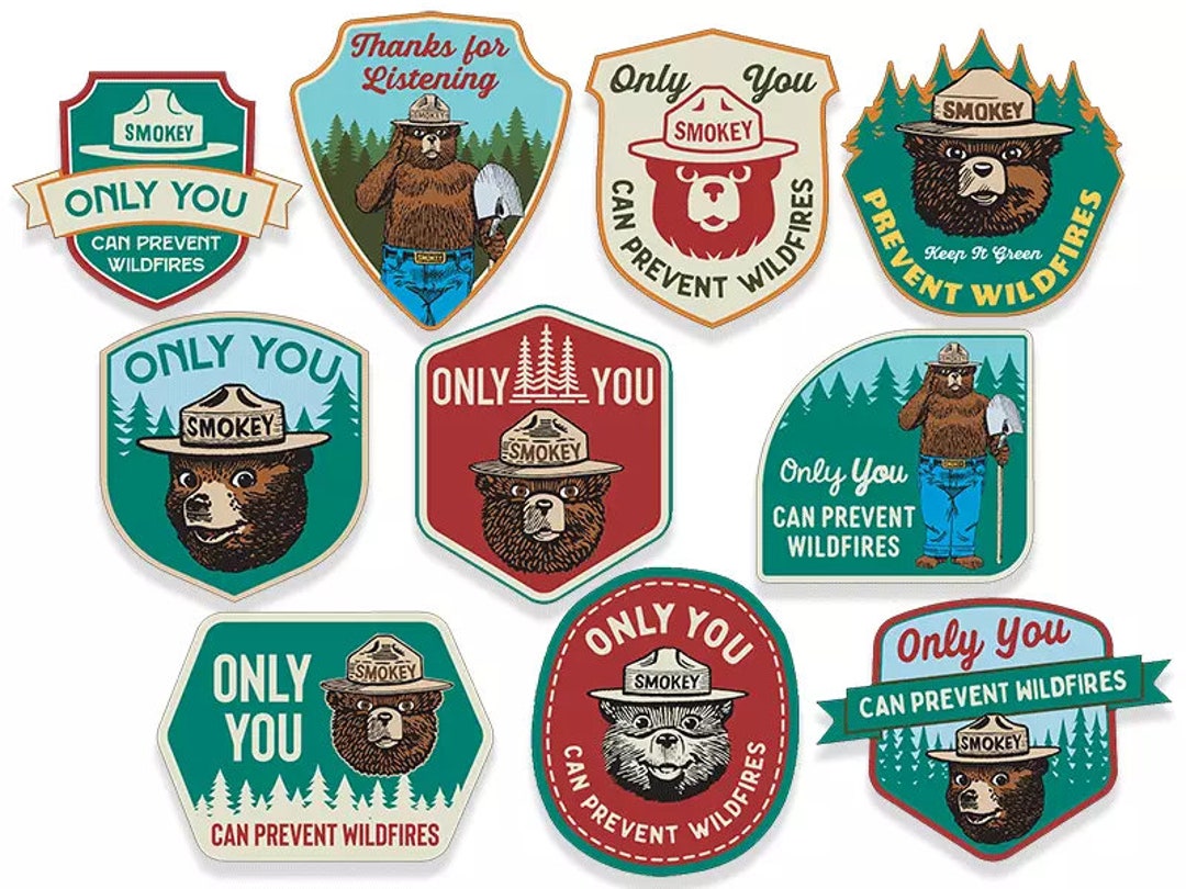 8x11 Inch Sheet of 10: Smokey Stickers (bear Decal Vinyl Auto Rv Laptop ...