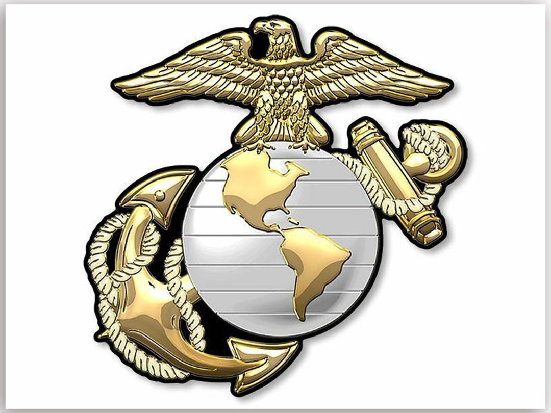 3D GOLD US Marine Eagle Globe Shaped Sticker (decal Vinyl Truck Marines ...