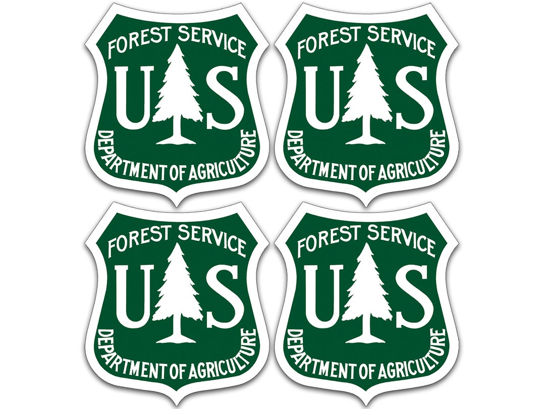 Pack of 4 / 1.5 Inch Green and White US Forest Service Shield Shaped ...