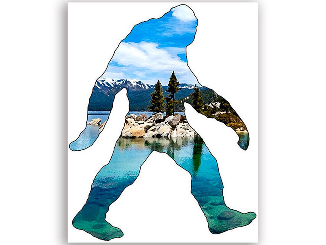 4x5 Inch Bigfoot Shaped LAKE TAHOE Sticker (vinyl Decal Hike Hiking ...