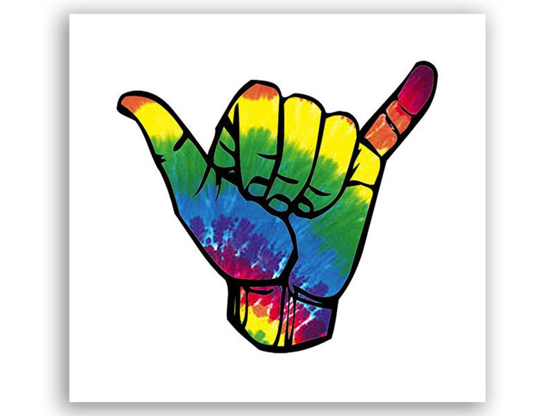 5x5.5 Inch Tie Dye Hang Loose Hand Shaped Sticker (vinyl Decal Auto Car ...