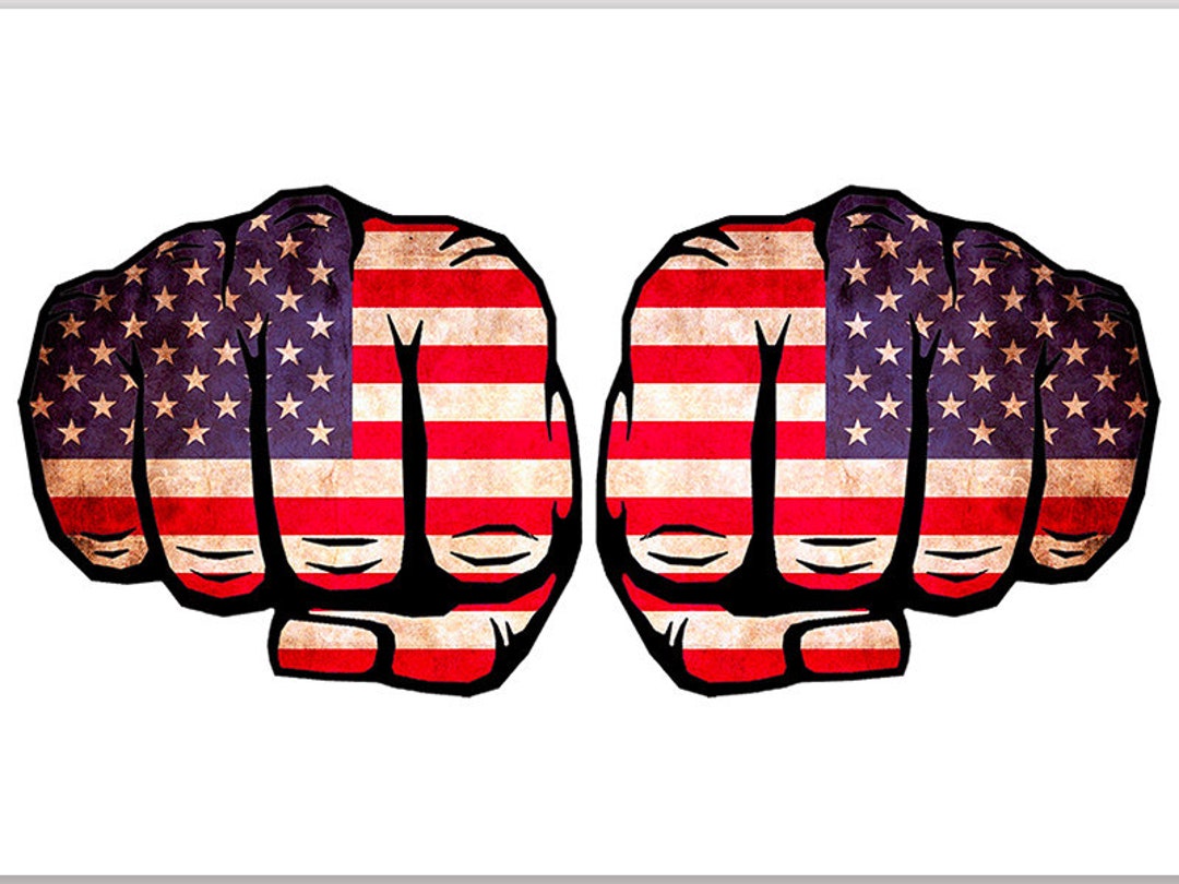 2-pack Left / Right: Fist Punch USA Flag Sticker (decal Vinyl Decal ...