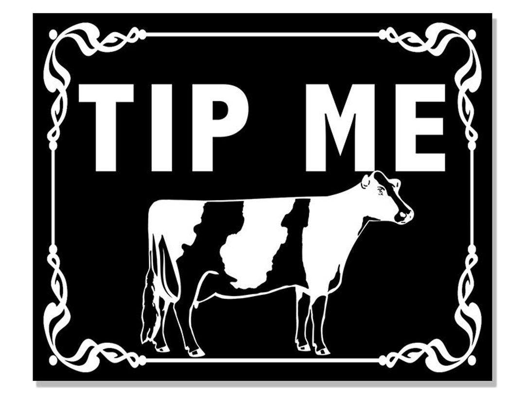 3x4 Inch BLACK COW Tip Me You Bumper Sticker (jar Tipper Server Bar ...