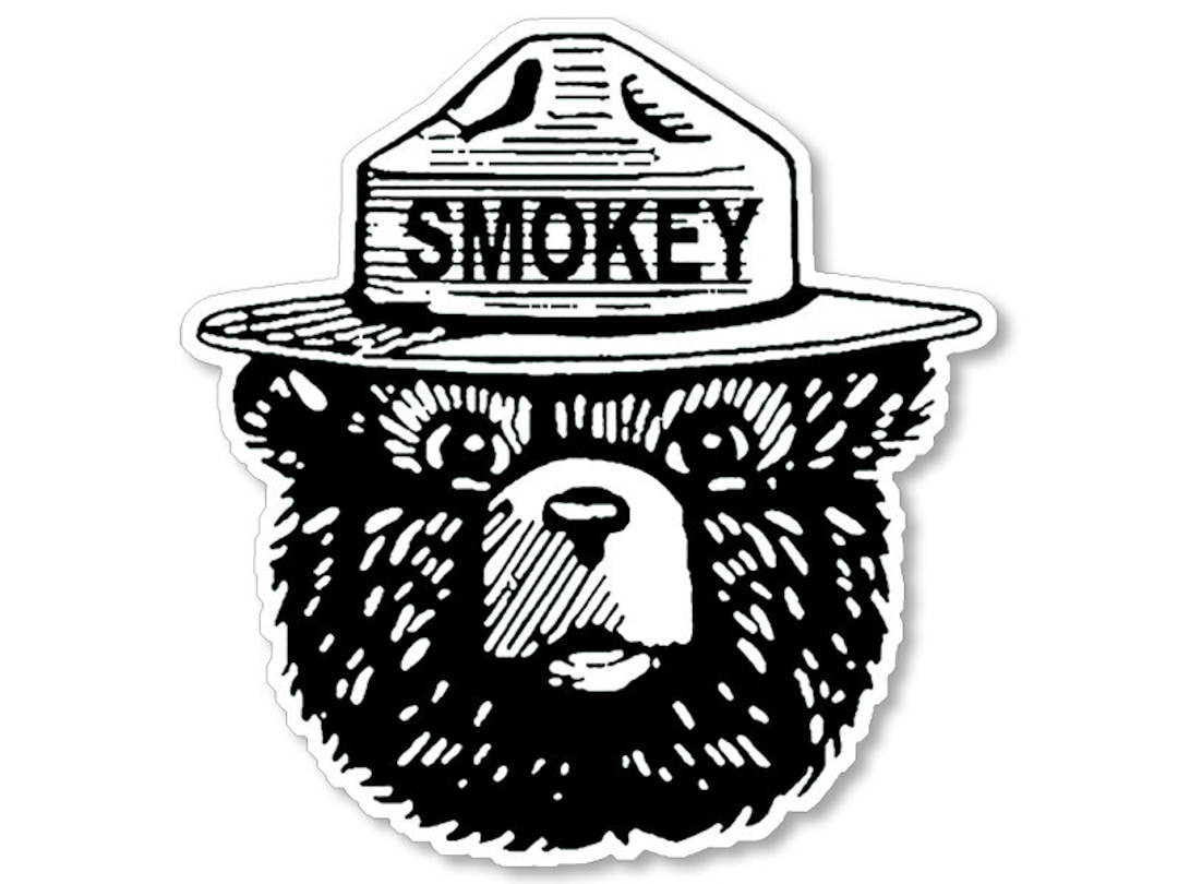 Black and White SMOKEY Bear Face Shaped Sticker (big Vinyl Decal ...