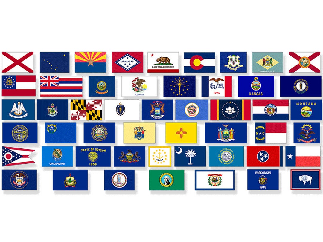 Sheet of 50: US State Flag Stickers (united U.s. Auto Car Truck Rv ...
