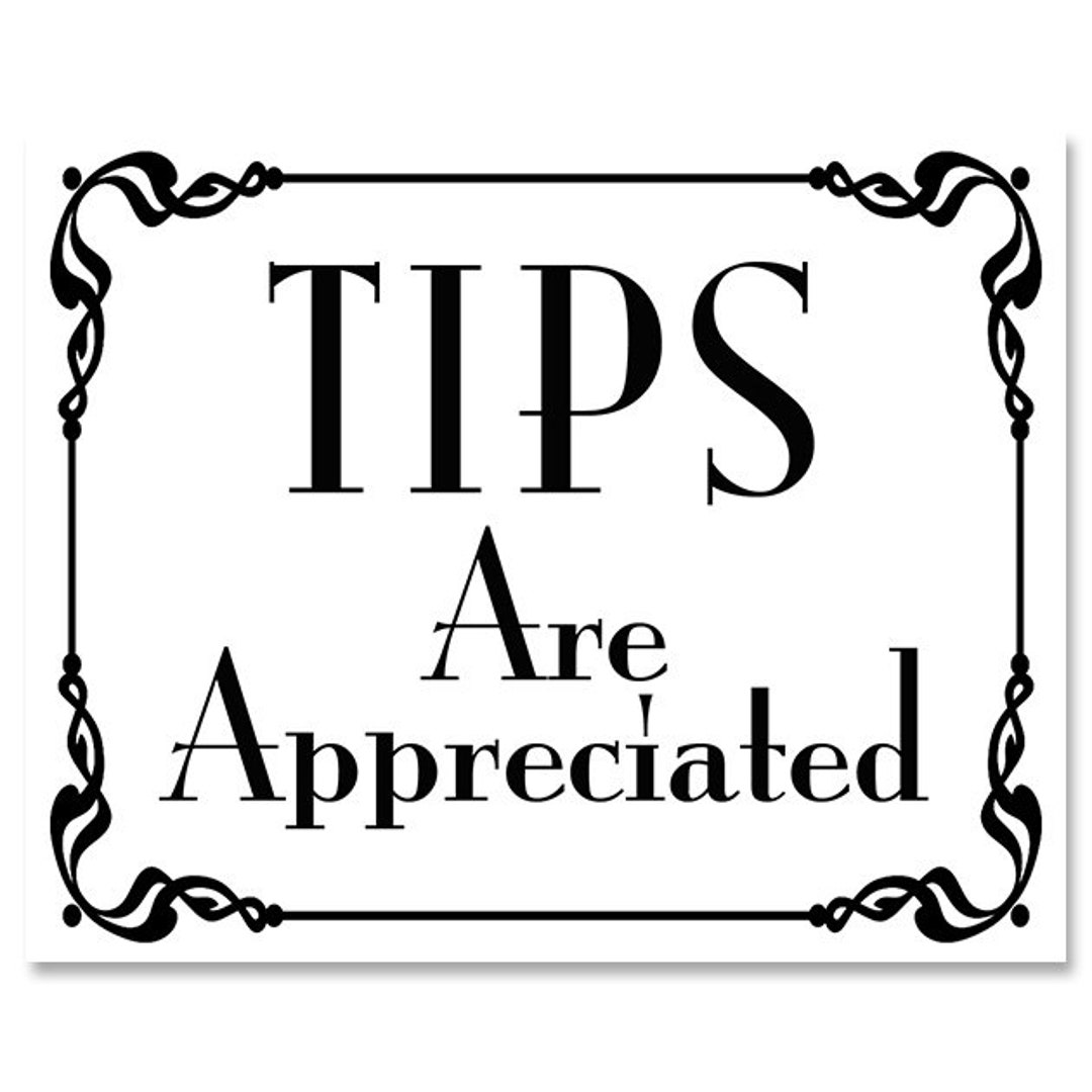 3x4 Inch White TIPS Are APPRECIATED Sticker (jar Tipper Server Bar ...