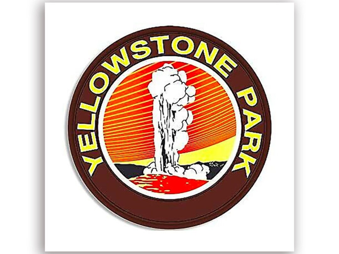 Brown Vintage Round Yellowstone Park Geyser Sticker (decal Vinyl Auto ...