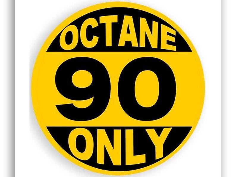 ROUND Octane Only 90 Round Yellow Sticker (vinyl Decal Fuel Pumps ...