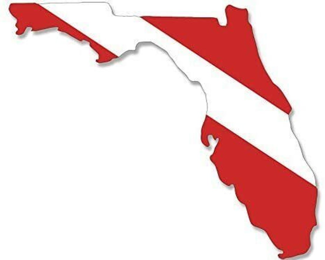 3.5x4 Inch Florida Shaped Scuba Dive Flag Sticker (diving Diver Fl Auto ...