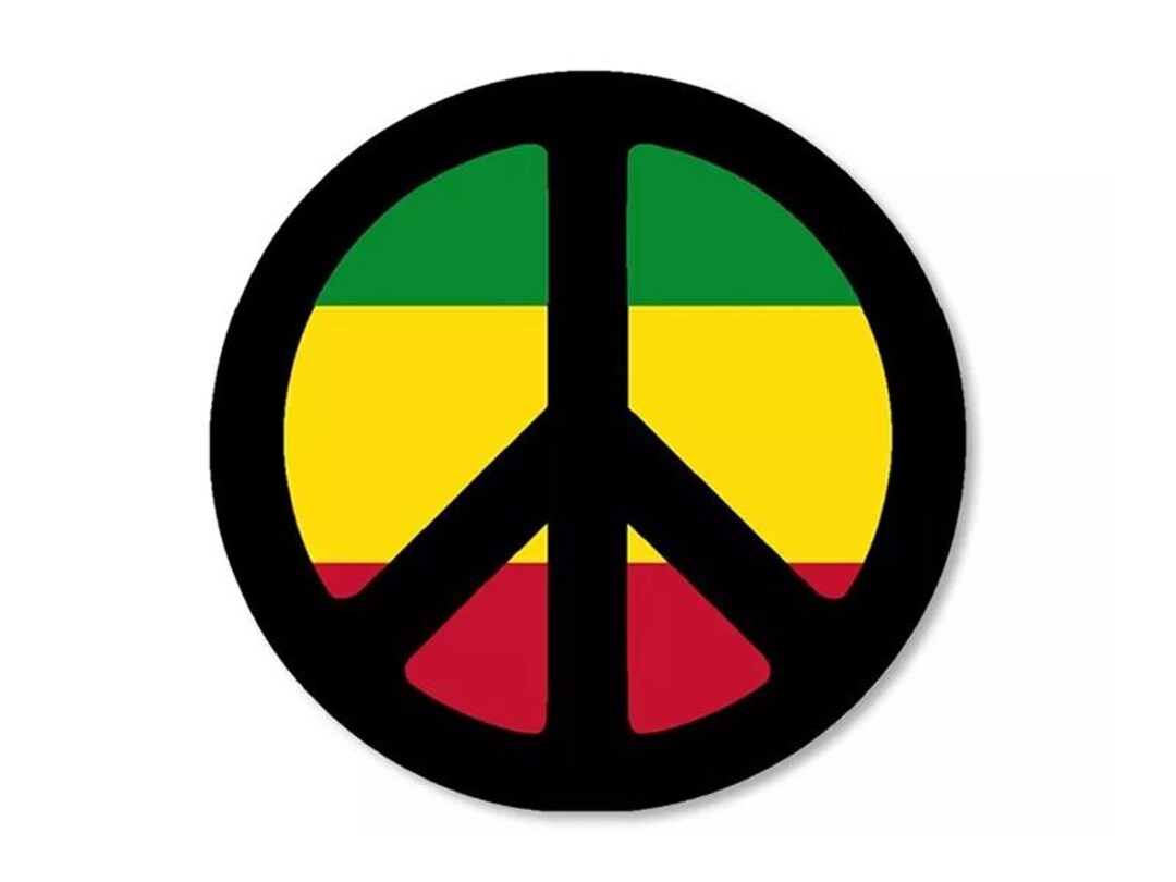 Round Peace Logo Rasta Flag Sticker (rastafari Marijuana Truck Car Auto ...