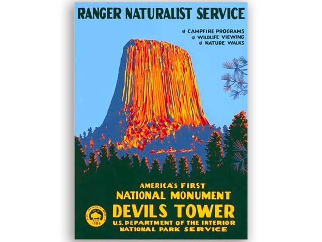 3x4 Inch Devils Tower Art Poster Bumper Sticker (vinyl Decal Wyoming Rv ...