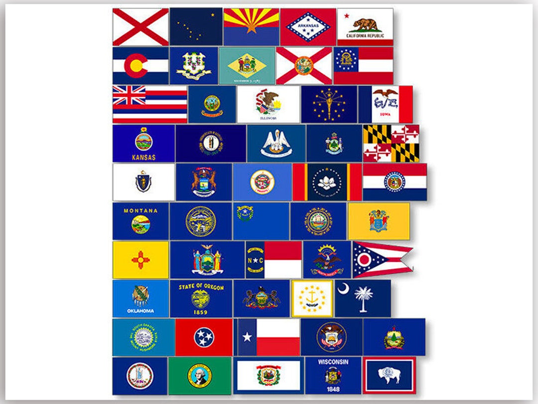 2.5 Inch Tall Each Sheet of All 50 States Flag Stickers (vinyl Decal ...