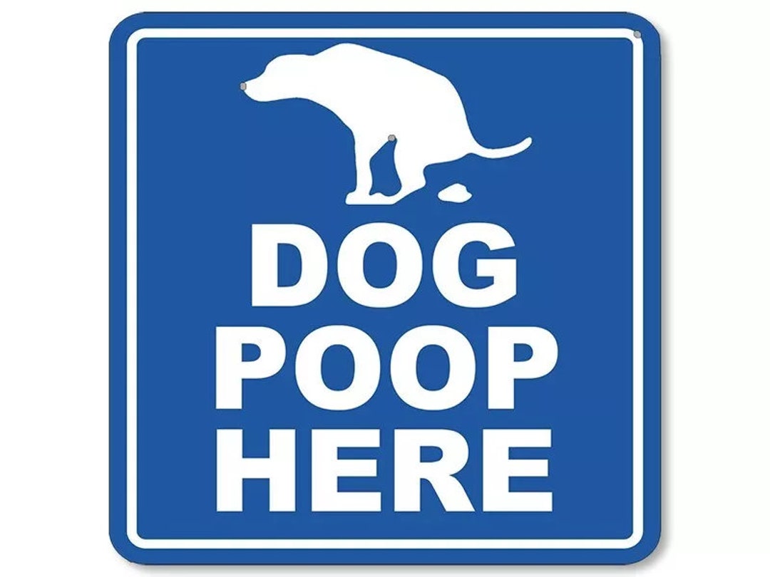 BLUE Dog Poop Here Sticker (vinyl Decal Pet Curb Trash Can Owner Bin ...