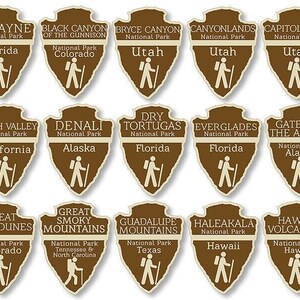 Sheet of 63 Individual National Park Service Logo Stickers ...