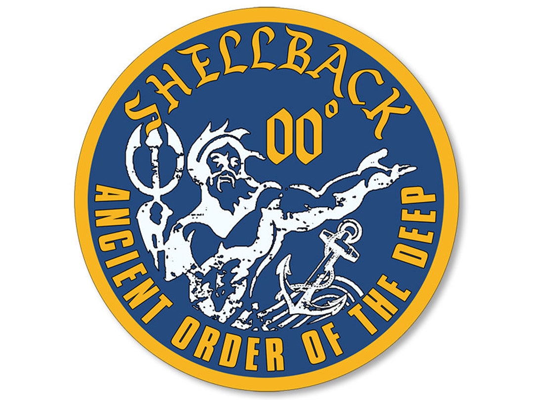 3x3 Inch Round Blue Yellow Round Shellback Ancient Order Sticker vinyl ...