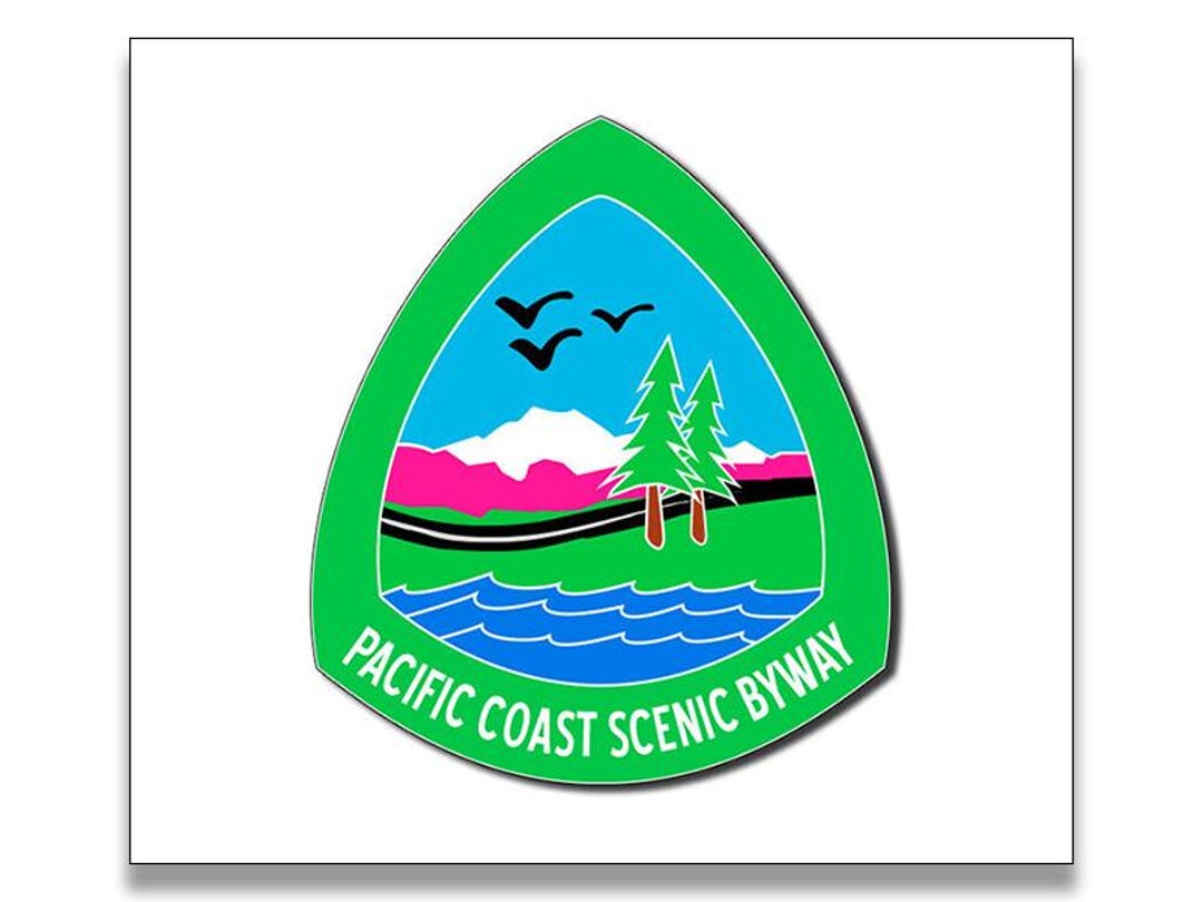 3 Inch Green Pacific Coast SCENIC BYWAY Sign Shaped Sticker (pch Vinyl ...