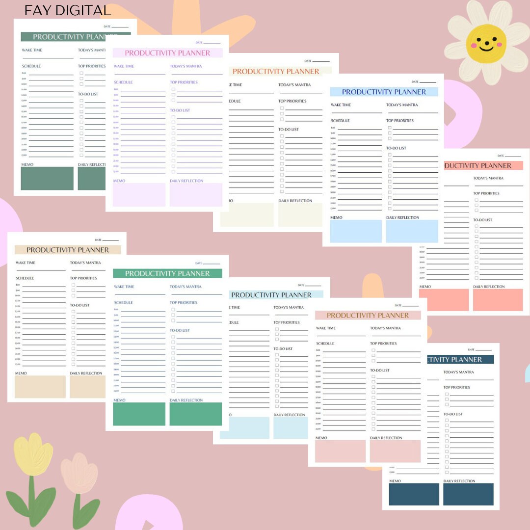Pack of 10 Productivity Planning Templates Productivity Planner ...