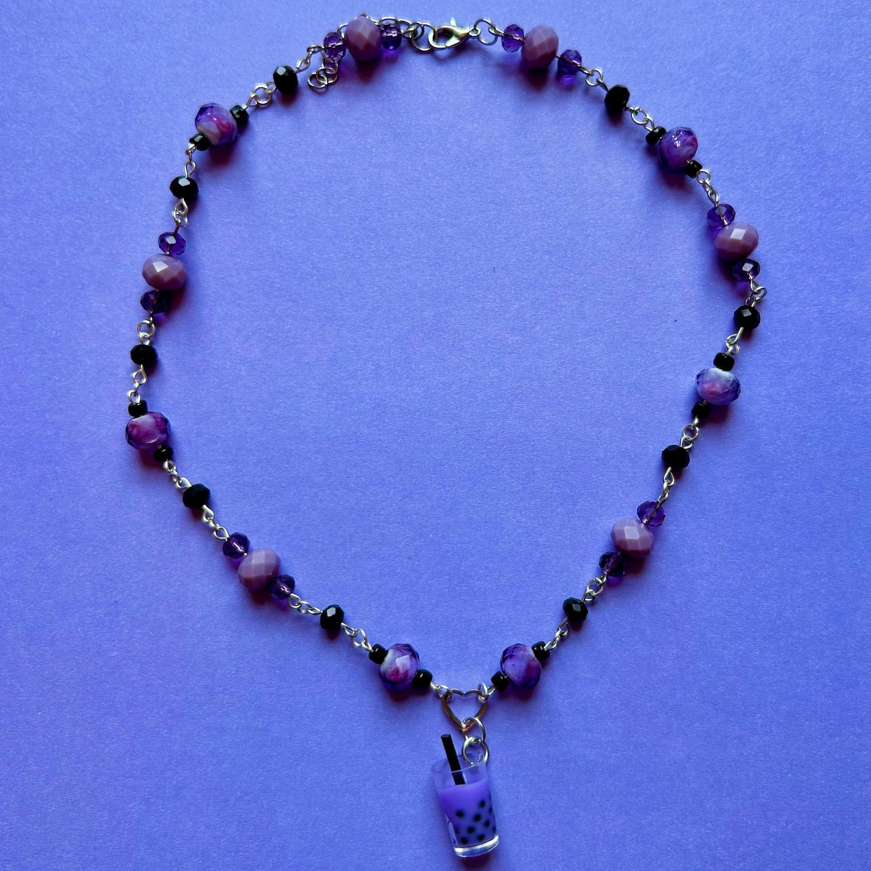 Taro Boba Milk Tea Bead Necklace - Etsy