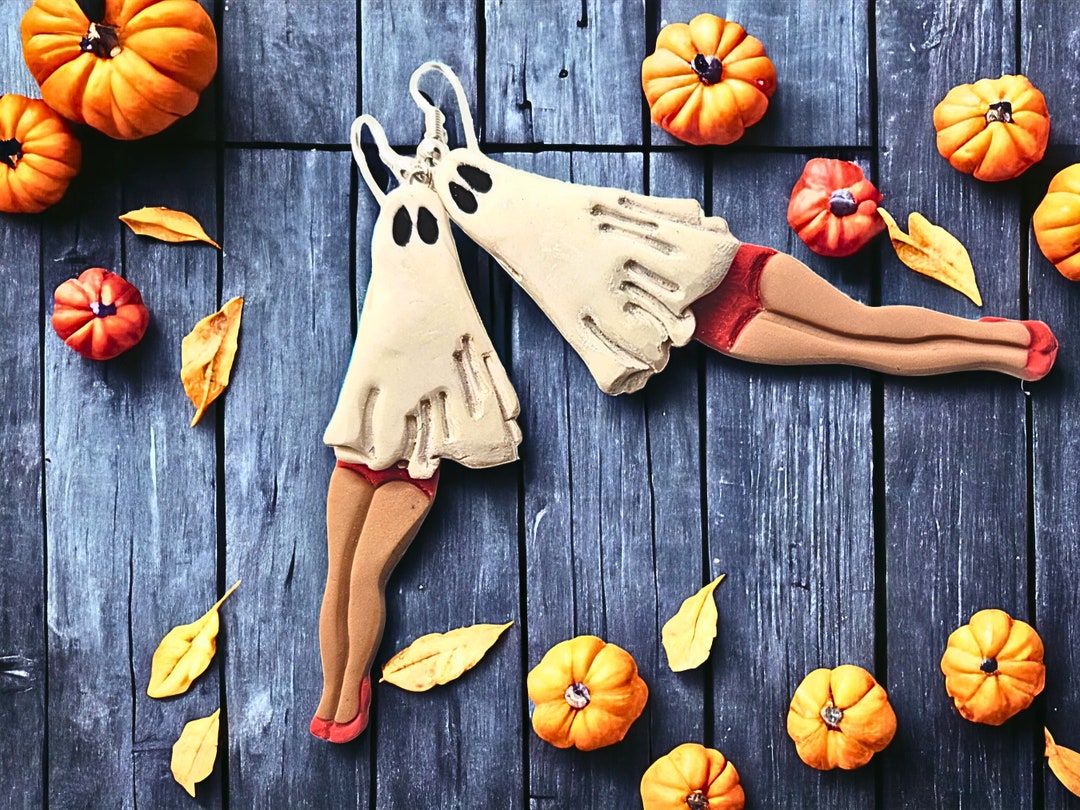 Sexy Ghost Clay Dangles/pinup Ghost Earrings/lady Ghost Two - Etsy