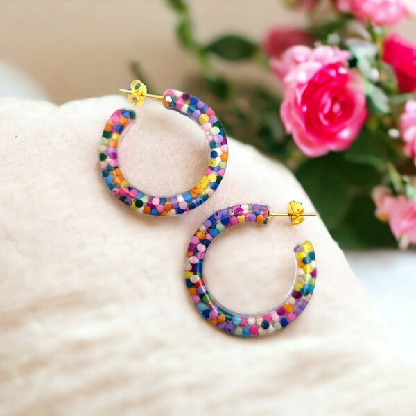 Resin Hoop Earrings - Etsy