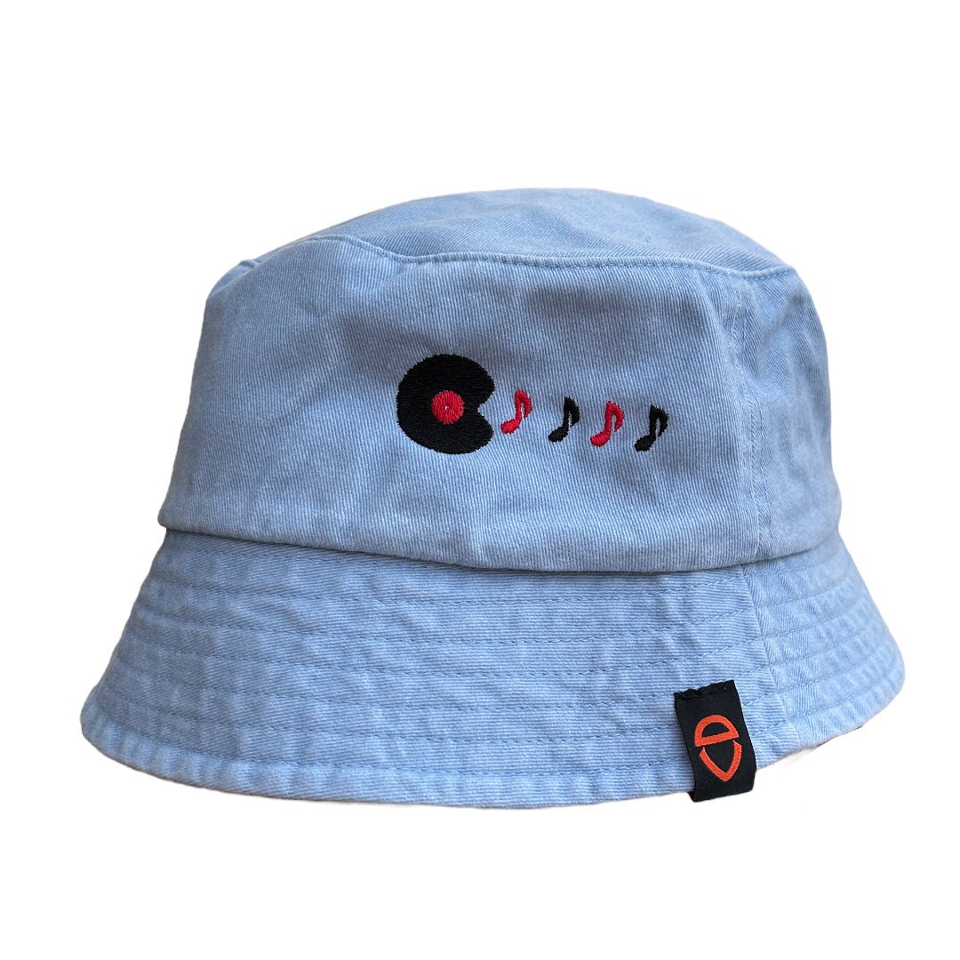 Blue Bucket Hat, Tie Dye Bucket Hat, Pacman Embroidery, , Music Designs ...