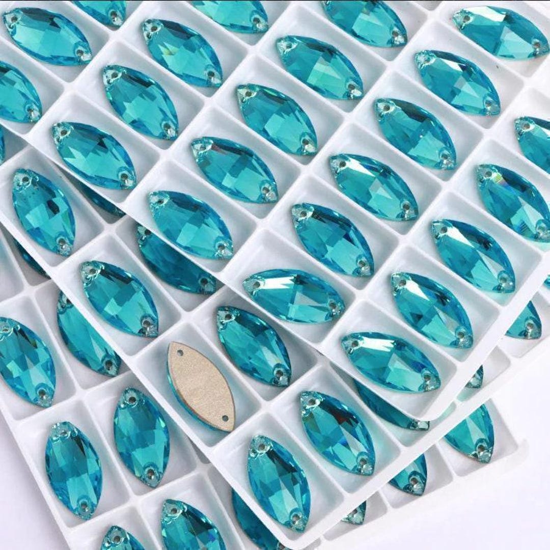 Light Turquoise - Aquamarine - Aqua - 9x18mm Sew on Glass Crystal 3223 ...