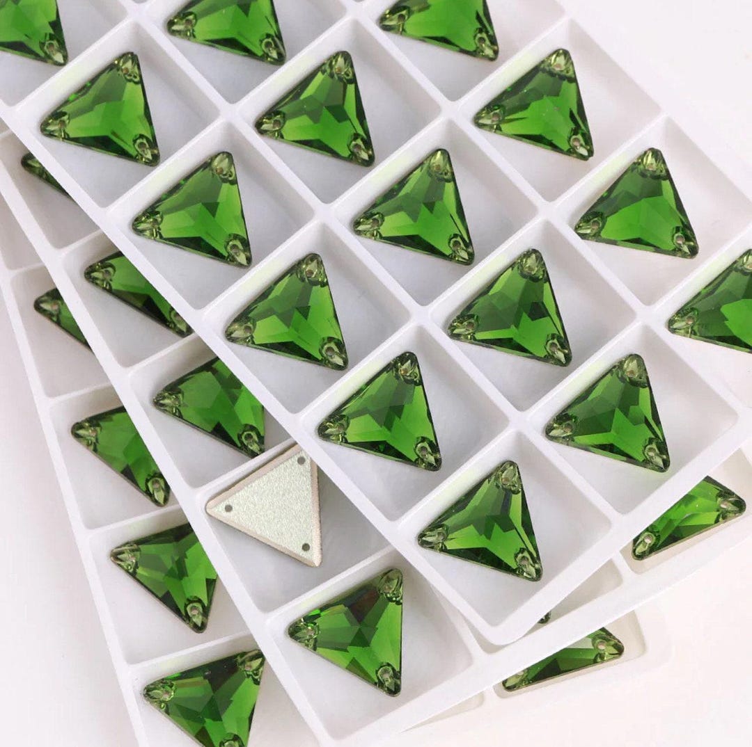 Fern Green - Sew on Glass Crystal Triangle Flatback Rhinestone 12mm ...