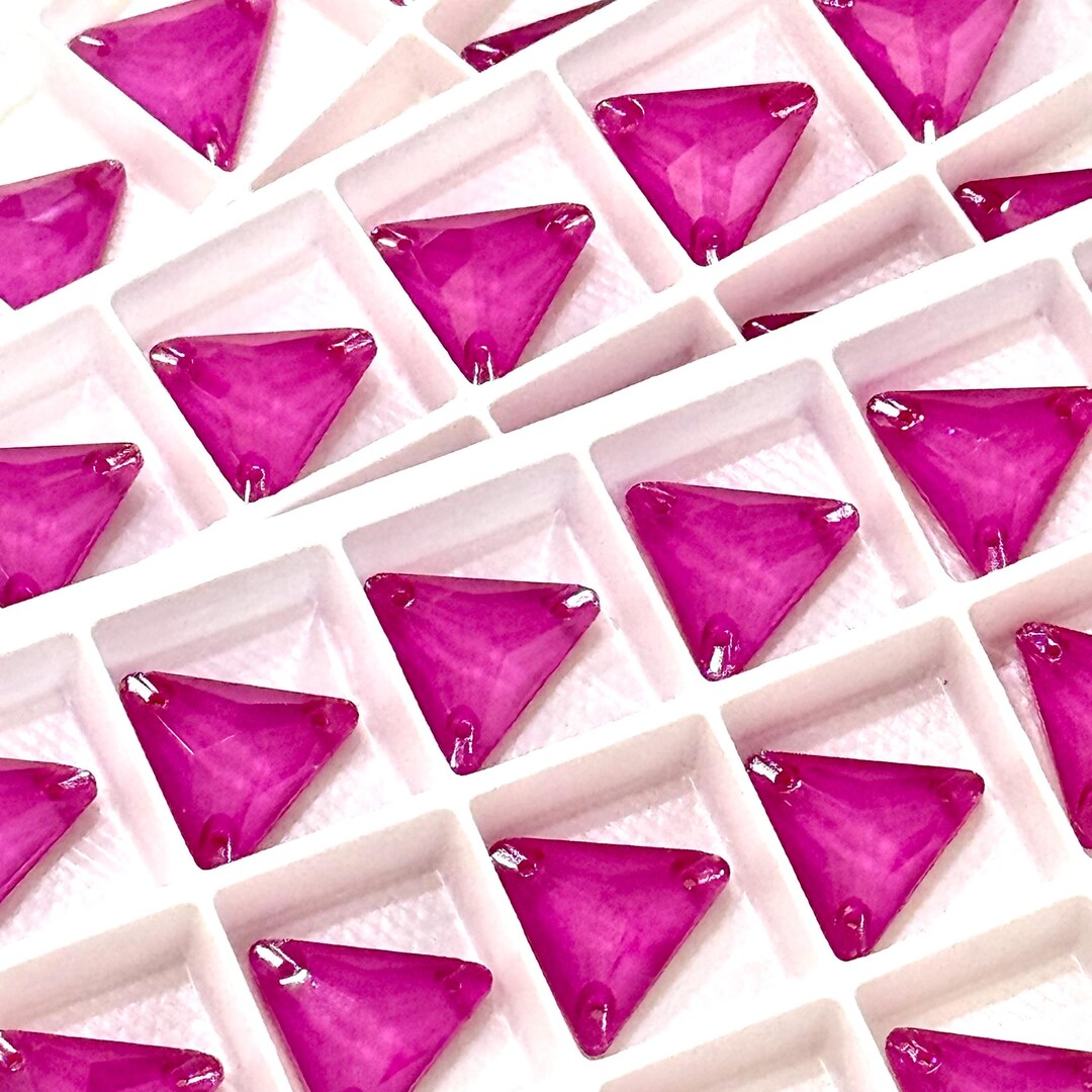 Fuchsia MK - Pink Sew on Glass Crystal Triangle 12mm & 16mm - Flatback ...