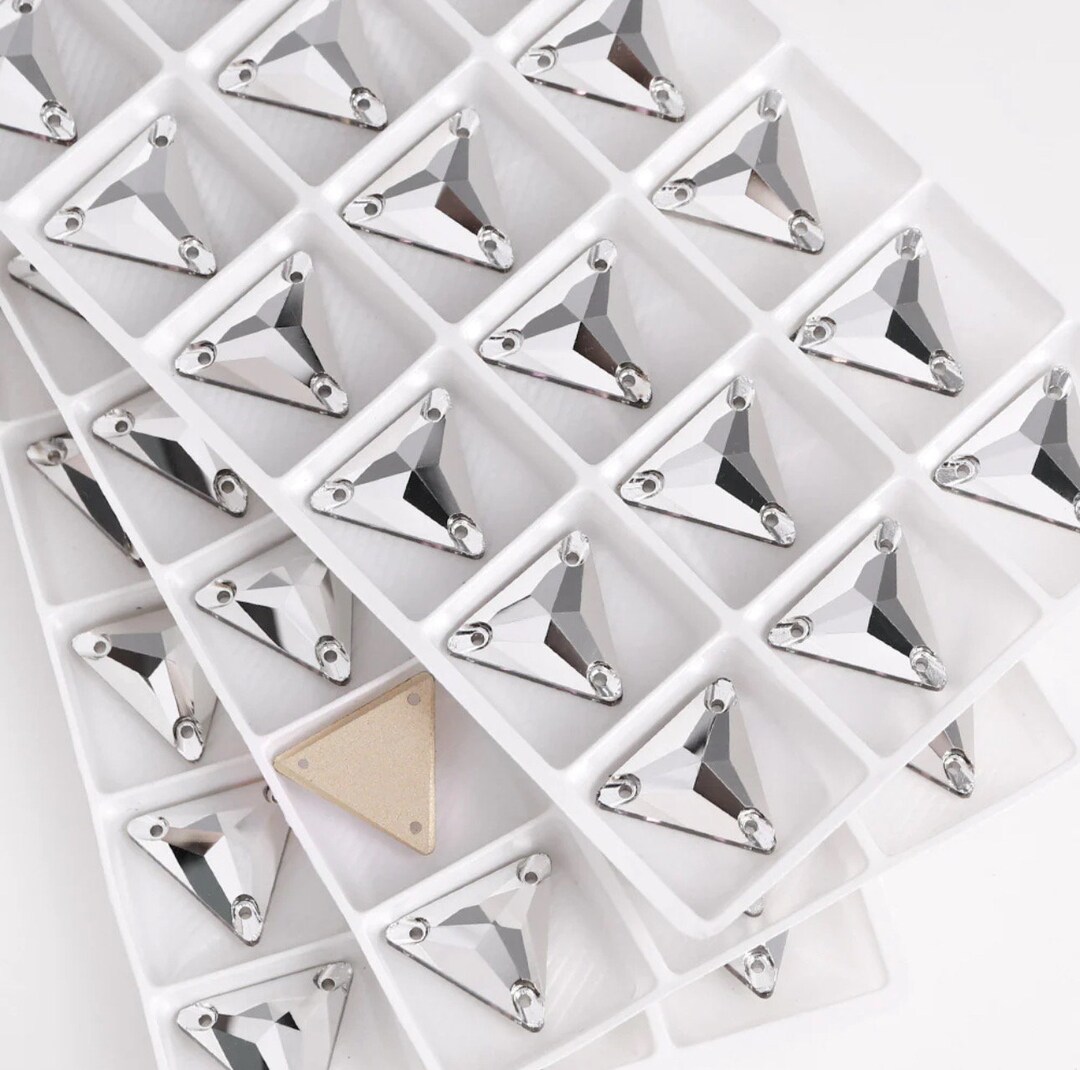 Comet Argent Light Metallic Silver Sew on Glass Crystal Triangle ...