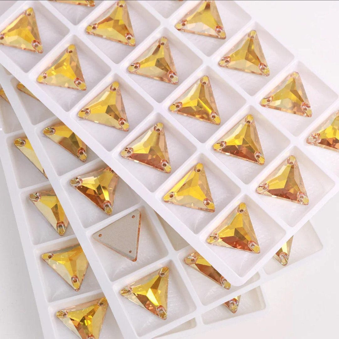 Sunshine - Sew on Glass Crystal Triangles 12mm 16mm & 22mm - Flatback ...