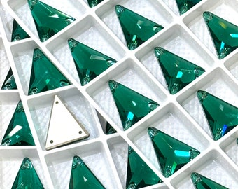 Siam Red Isosceles / Tall / Slim Triangle Sew on Glass Flatback ...